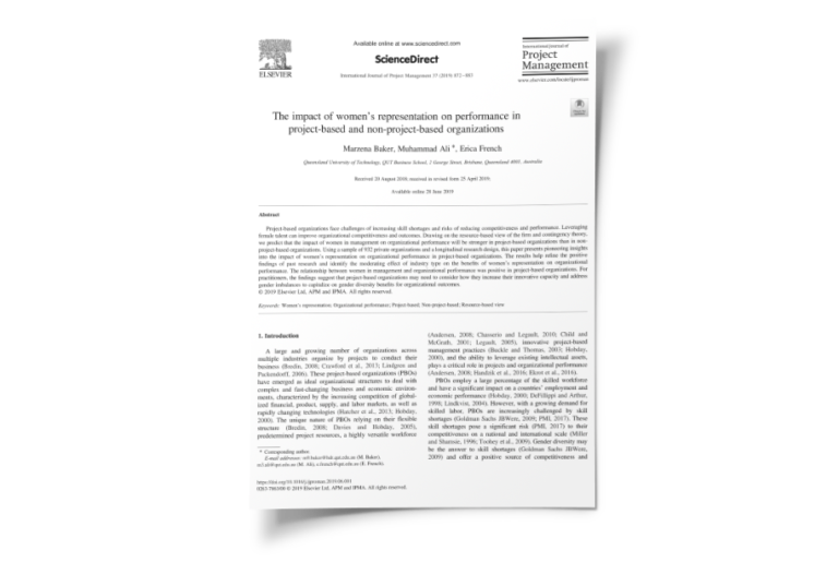 The impact of women’s representation on performance in project-based ...